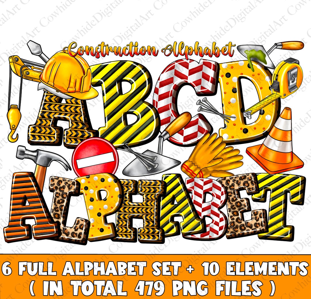 Construction Doodle Alphabet Bundle PNG , Construction PNG Letters ...