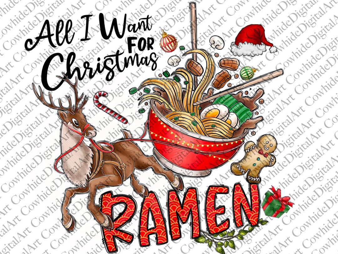 Christmas Ramen PNG, Festive Noodle Sublimation Design (digital ...