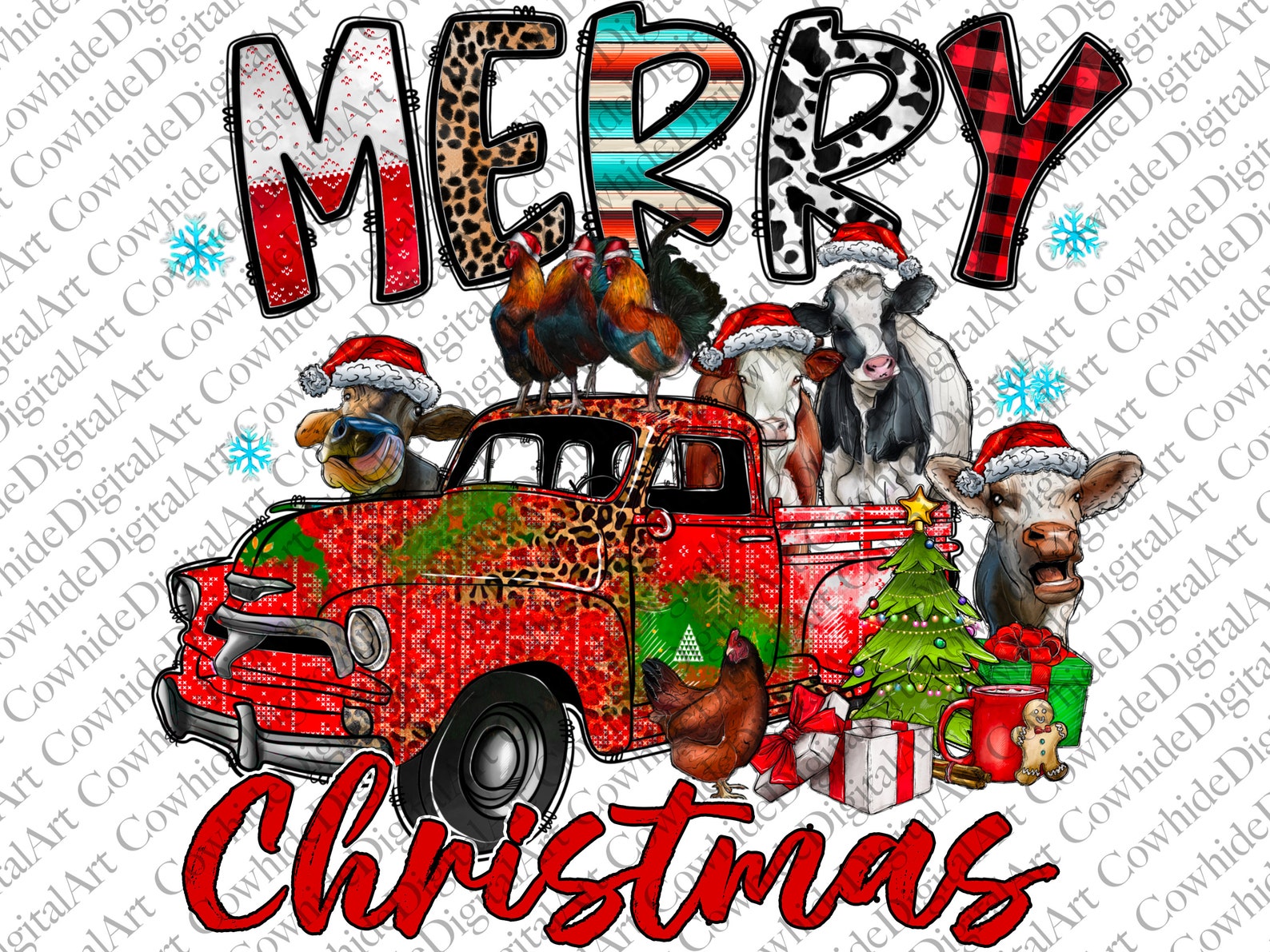 Merry Christmas Farm Animals Png Christmas Animals Digital - Etsy