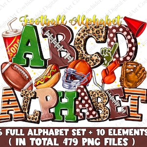Football Doodle Alphabet Bundle PNG , Football PNG Letters, Numbers ...