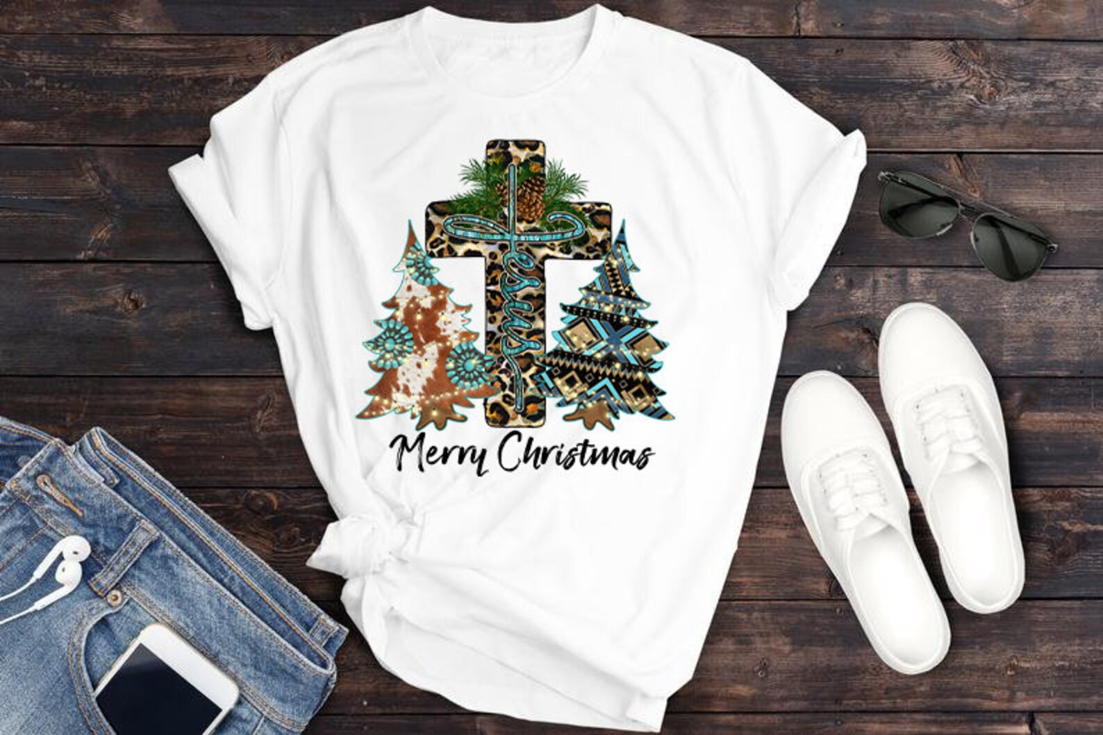 Jesus Cross Merry Christmas Trees Jesus Cross With Trees - Etsy
