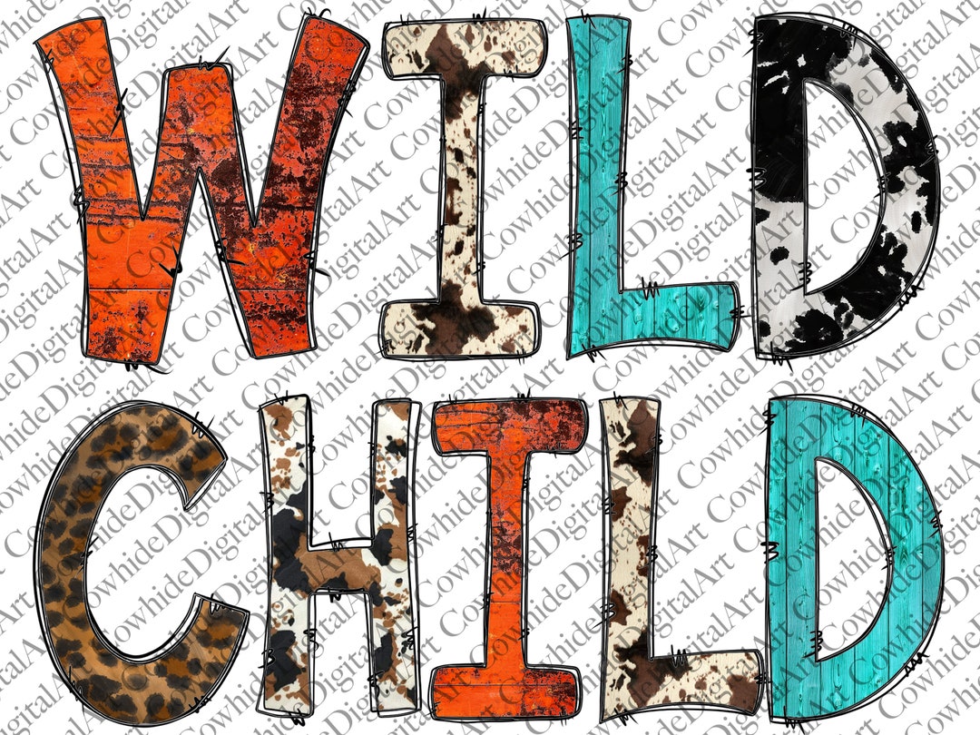 Wild Child PNG: Leopard Cowhide Western Sublimation (digital Download ...