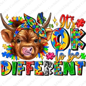 It's Ok to Be Different Png, Autism Awareness Png, Autism Puzzle Cow ...