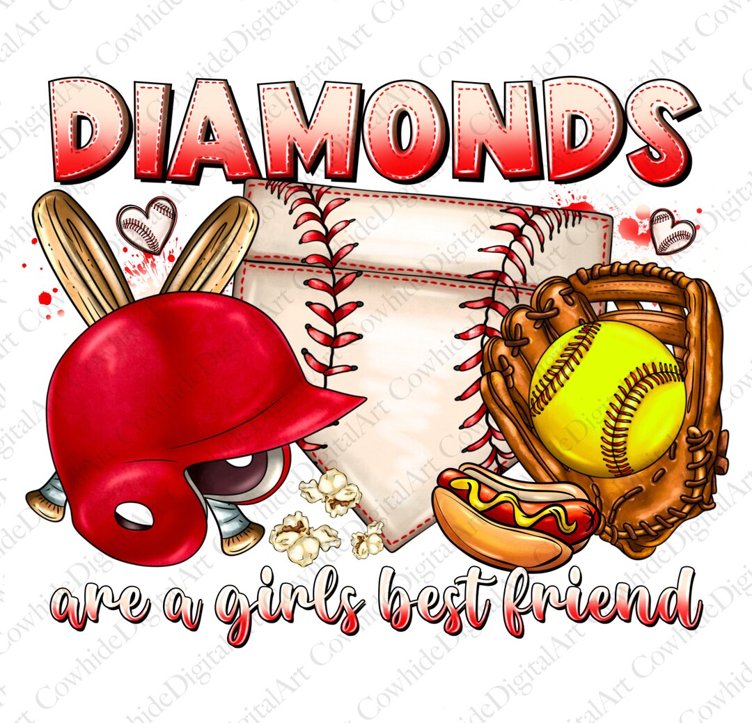 Diamonds Softball PNG, Girls Best Friend Sublimation Design (digital ...