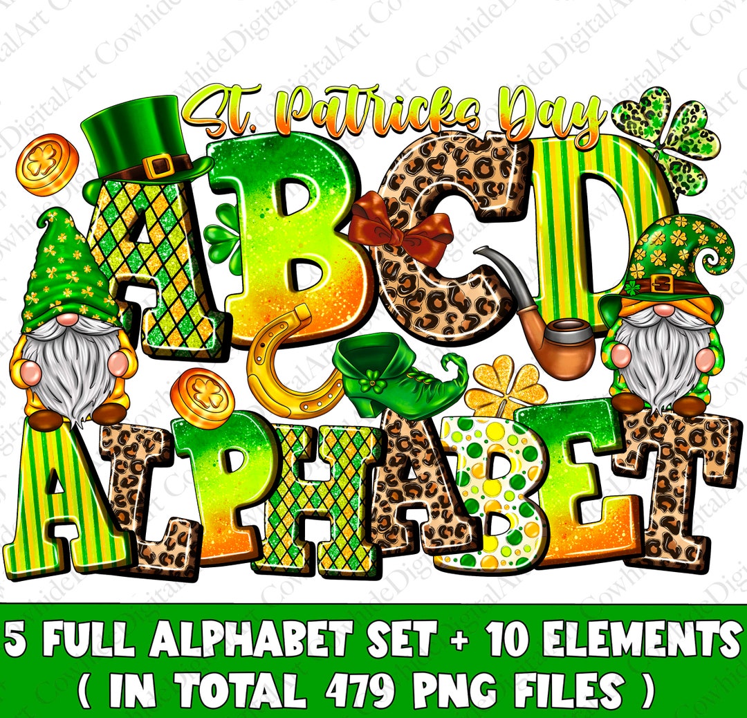 St. Patrick's Day Doodle Alphabet Bundle, Lucky PNG Letters ...