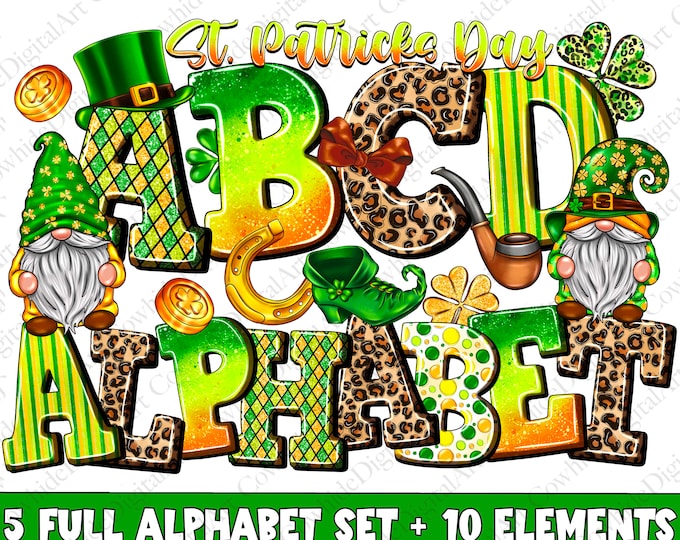 St. Patrick's Day Doodle Alphabet Bundle, Lucky PNG Letters ...
