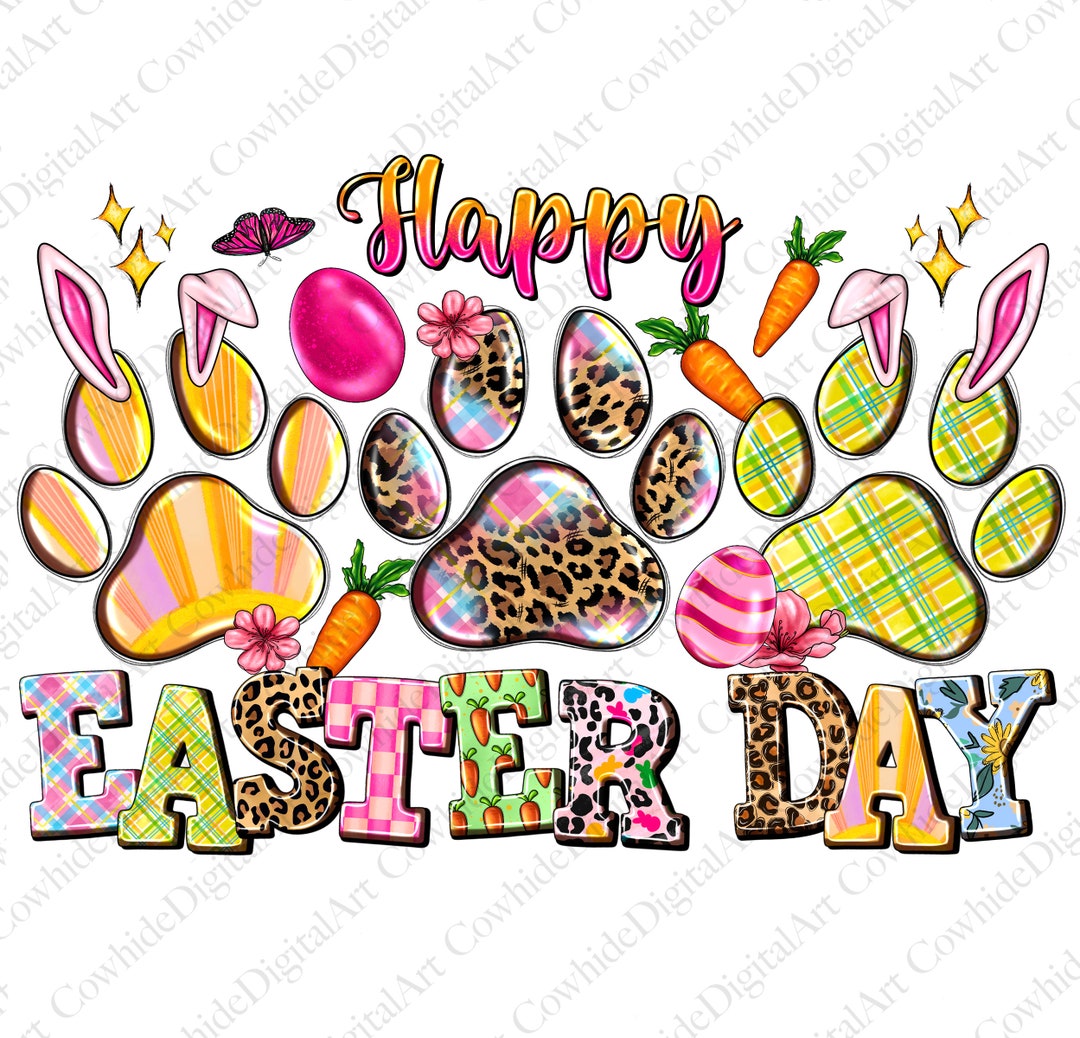 Happy Easter Day Paws, Paw Print Sublimation Design, Mardi Gras ...