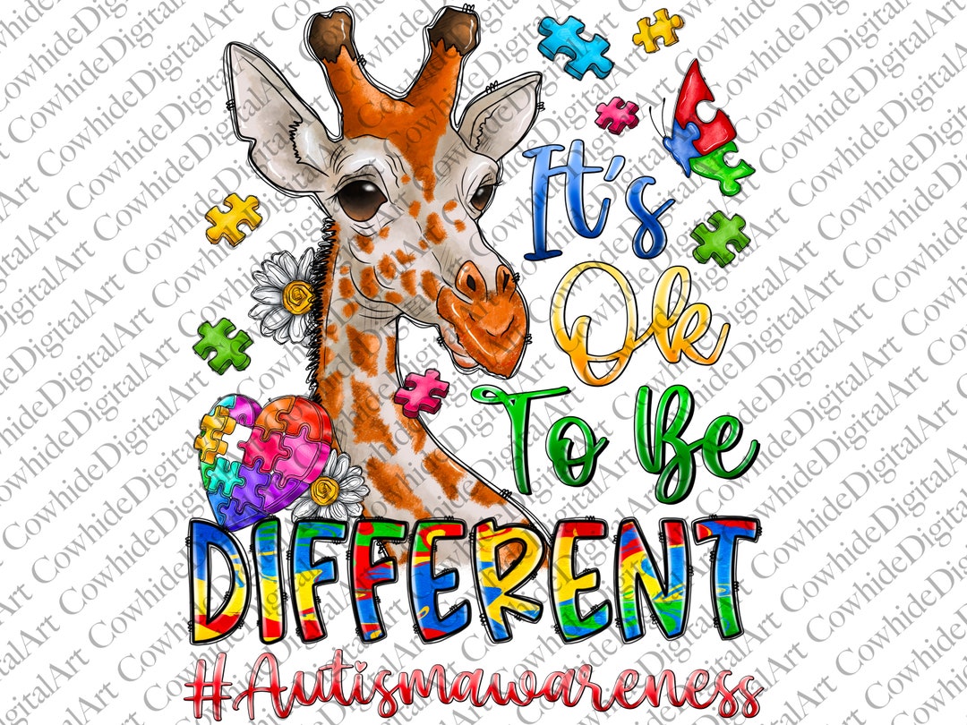 It's Ok to Be Different Png, Autism Awareness Png, Autism Puzzle Giraffe Png, Autism Png ...