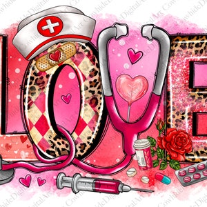Valentine's Day Love Nurse Png Sublimation Design Download, Valentine's ...