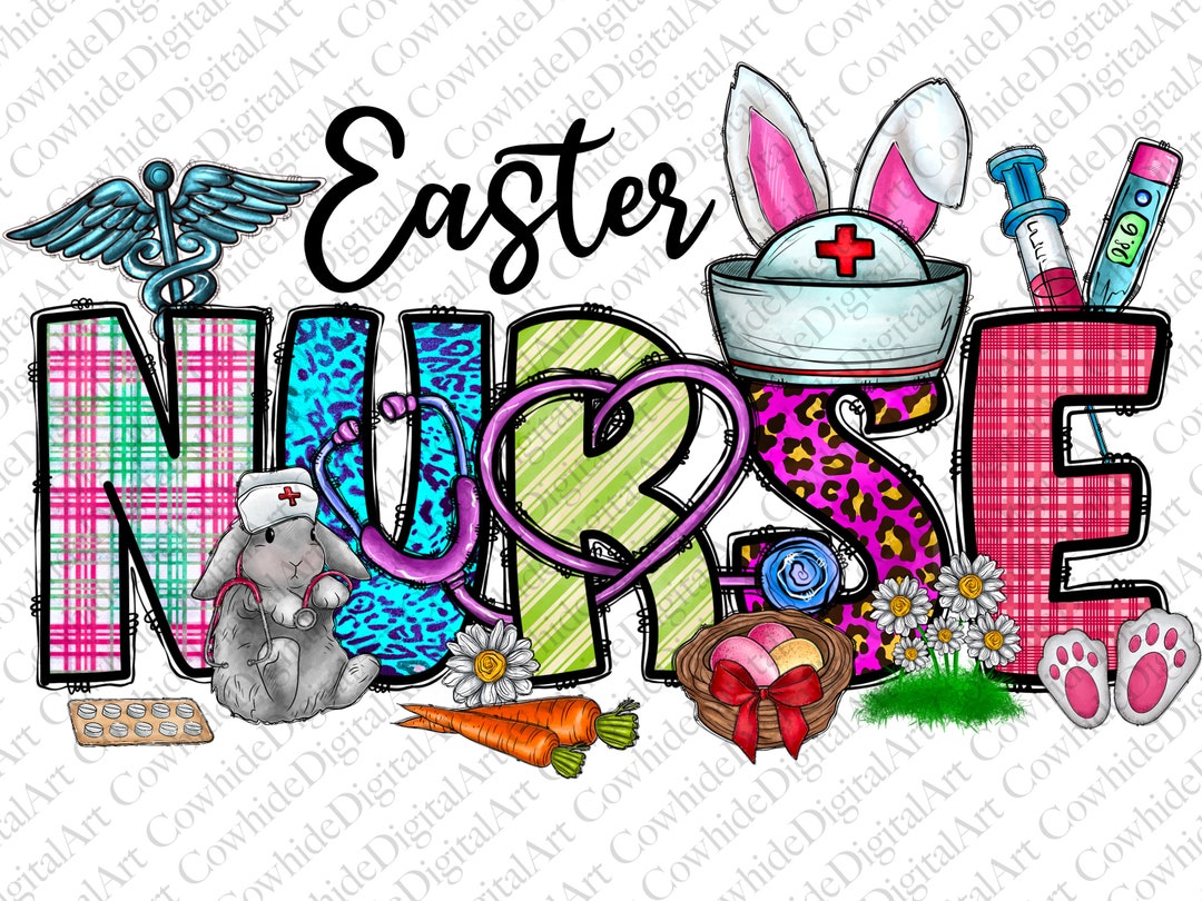 Easter Nurse Png Sublimation Design Download, Happy Easter Nurse Png ...