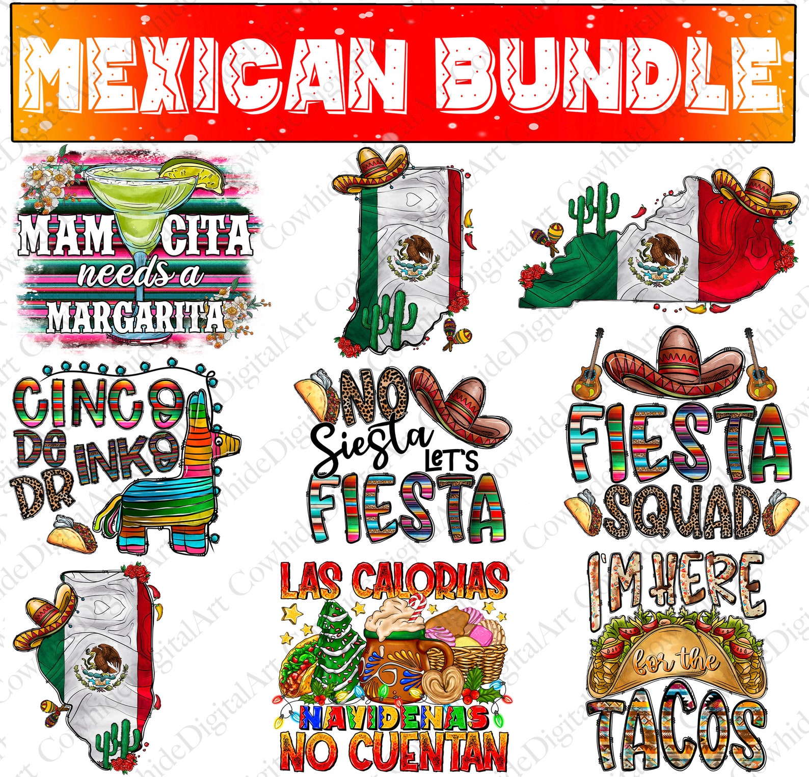 Mexican Bundle Png, Cinco De Mayo Png, Mama Cita, Cowhide, Western Png ...