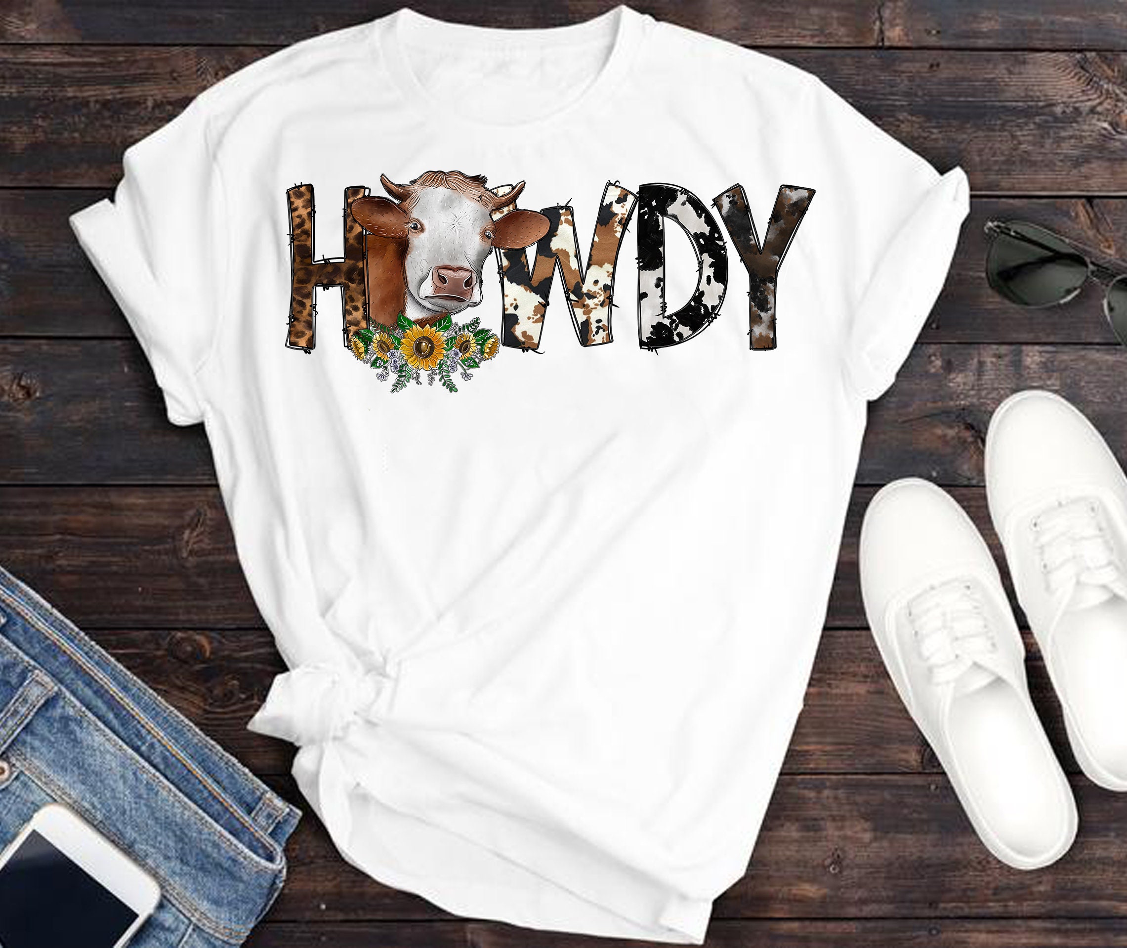 Howdy Cow Png Western Design Cowhide Cow Sublimation - Etsy