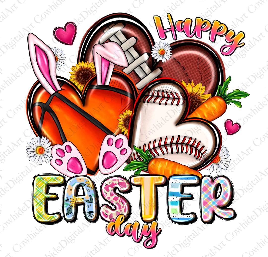 Happy Easter Day Sports Heart Png Sublimation Design Download, Easter ...