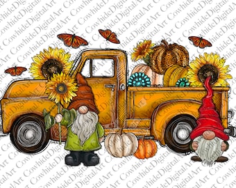 Fall Gnomes Truck Png Sublimation Design, Pumpkin Png, Fall Png, Fall ...