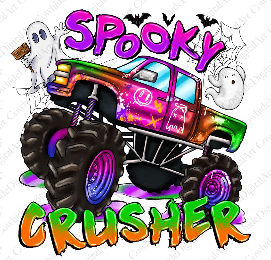 Spooky Crusher Monster Truck Png Sublimation Design Download, Ghost ...