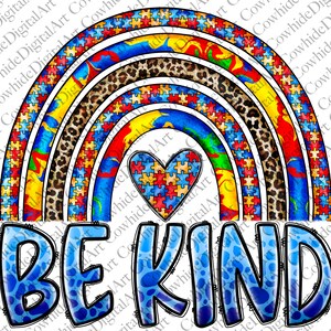 Autism Awareness Rainbow, Be Kind Clipart (PNG Digital Download) - Etsy