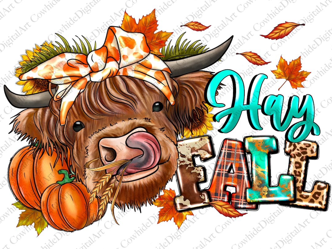 Hay Fall Cow Png Sublimation Design, Fall Png, Hello Fall, Cow Png ...