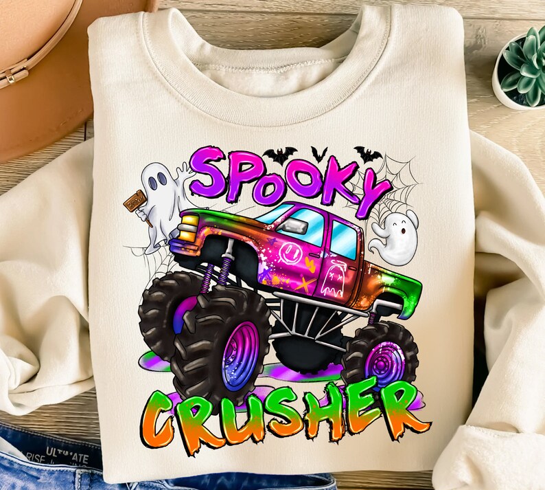 Spooky Crusher Monster Truck Png Sublimation Design Download, Ghost ...
