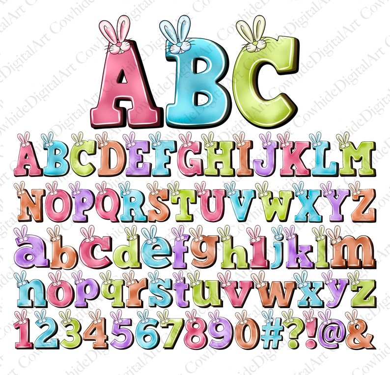 Easter Doodle Alphabet PNG Bundle: Sublimation Design (digital Download ...