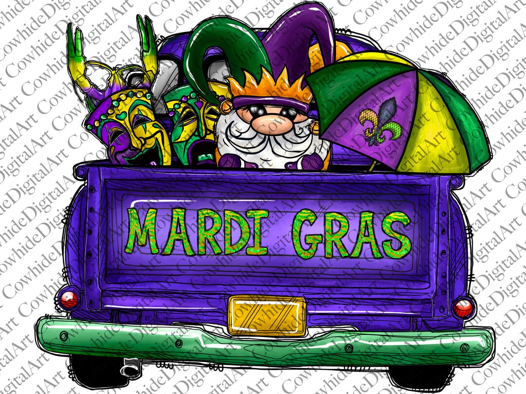 Mardi Gras Truck Gnome Png, Mardi Gras Png, Mardi Gras Truck ...