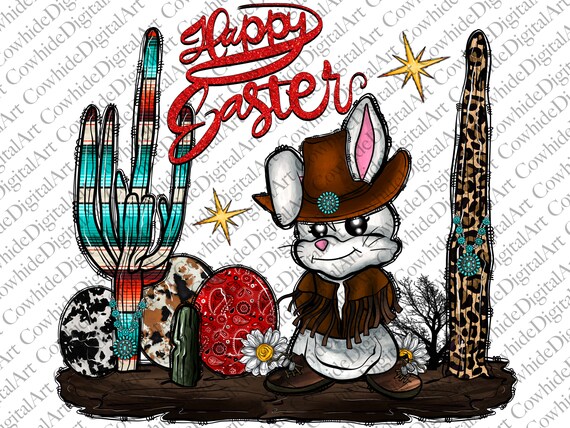 Western Rabbit Png Happy Easter PNG Rabbit PNG Western | Etsy