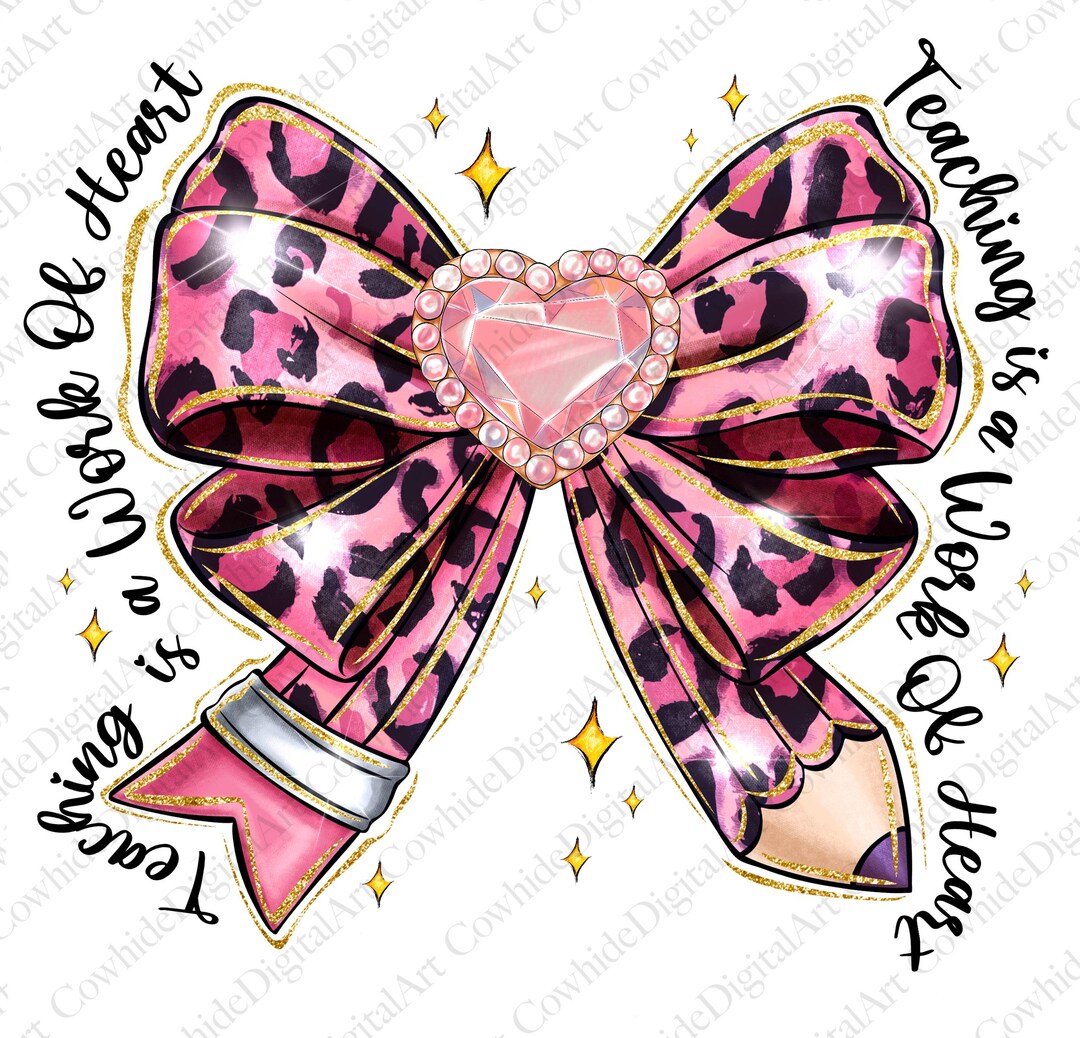 Teacher Valentine Coquette Bow Pencil Png, Glitter Valentine Teacher ...