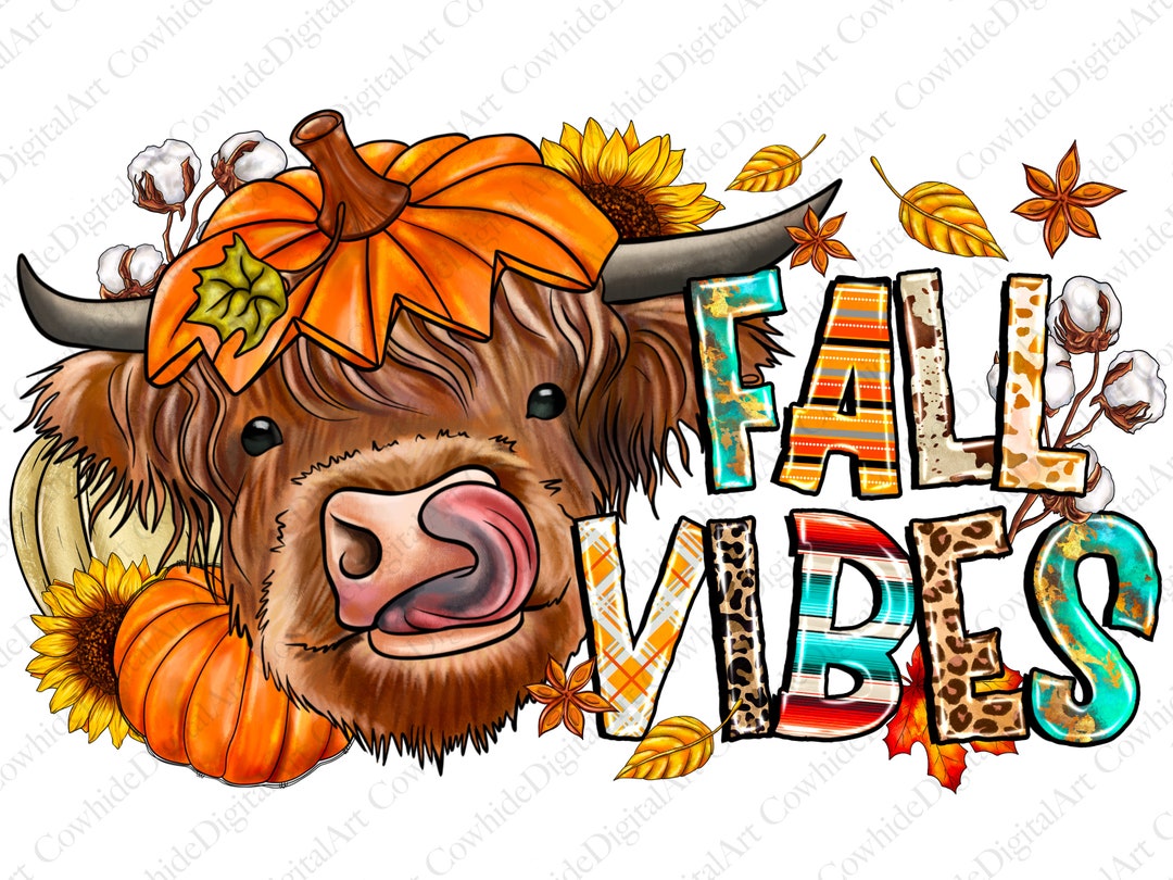 Fall Vibes Cow Png Sublimation Design, Fall Png, Hello Fall, Cow Png ...