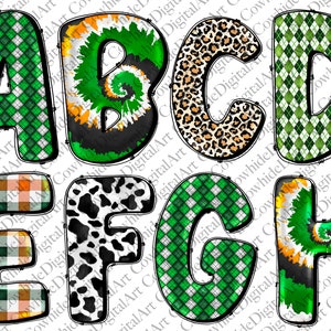 St. Patrick's Day Doodle Alphabet Bundle, Lucky PNG Letters ...