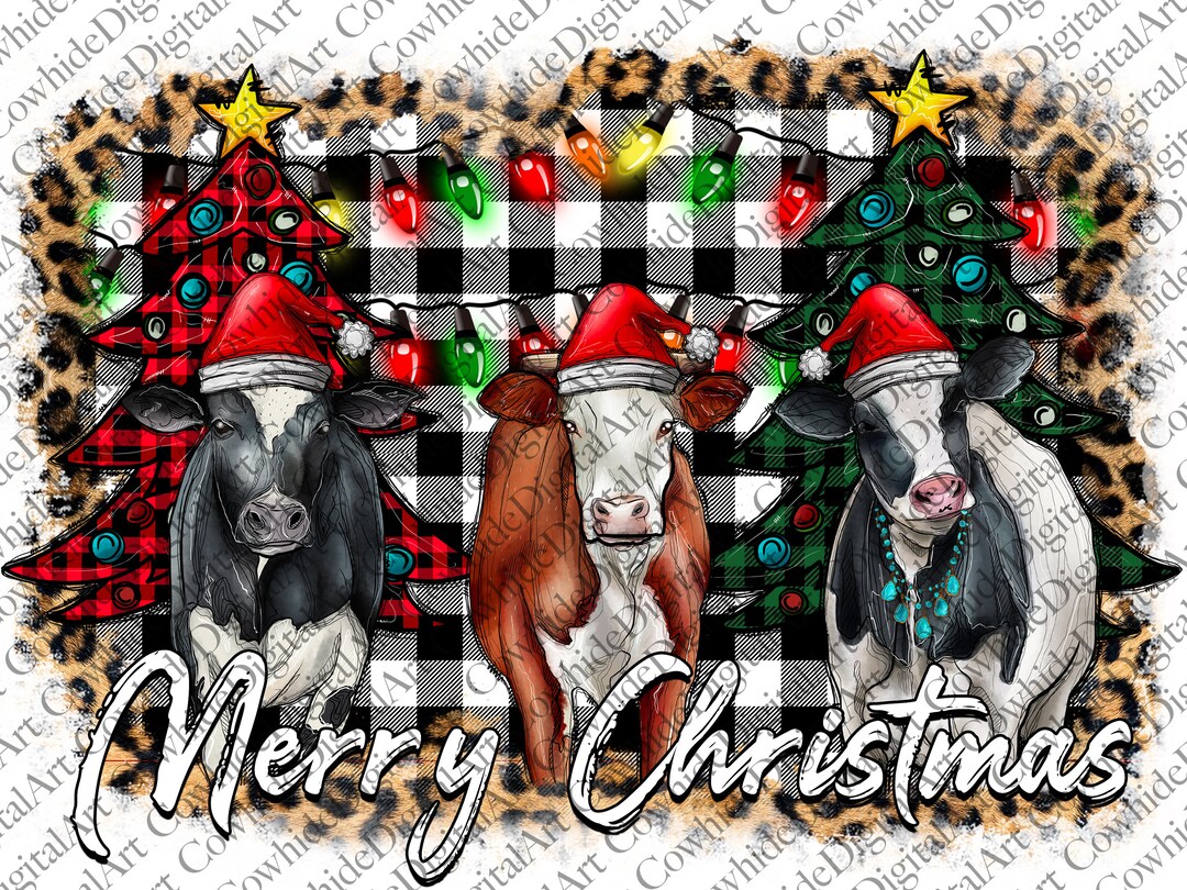Christmas Cows PNG: Merry Christmas Sublimation Design (digital ...