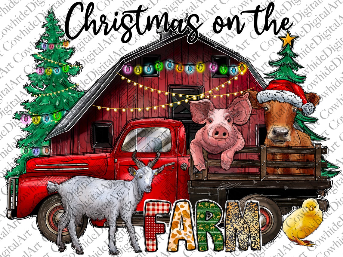 Merry Christmas Farm Animals Png Christmas Animals Digital - Etsy