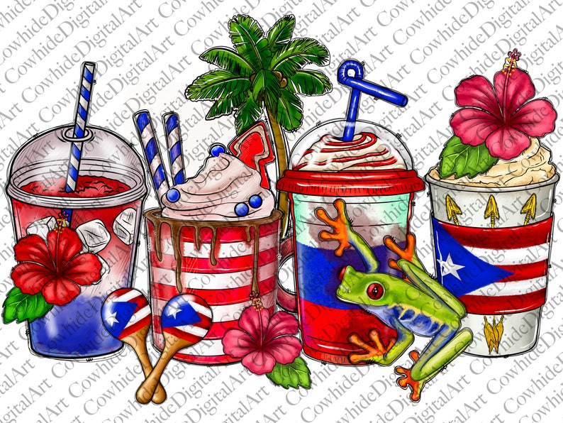 Puerto Rico Coffee Cups Png Sublimation Design Download - Etsy