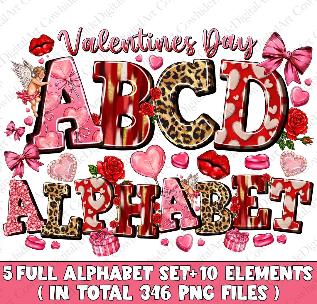 Valentine's Day Alphabet PNG, Valentine PNG Letters, Numbers ...