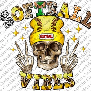 Softball Vibes Skeleton,softball Clipart, Transparent PNG File for ...