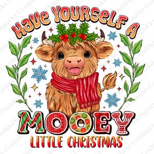 Highland Cow Christmas PNG, Merry Christmas Png, Western Christmas Png ...