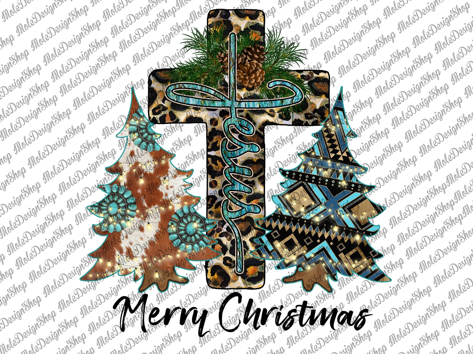 Jesus Cross Merry Christmas Trees Jesus Cross With Trees - Etsy