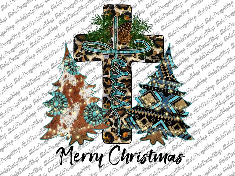 Jesus Cross Merry Christmas Trees Jesus Cross With Trees - Etsy