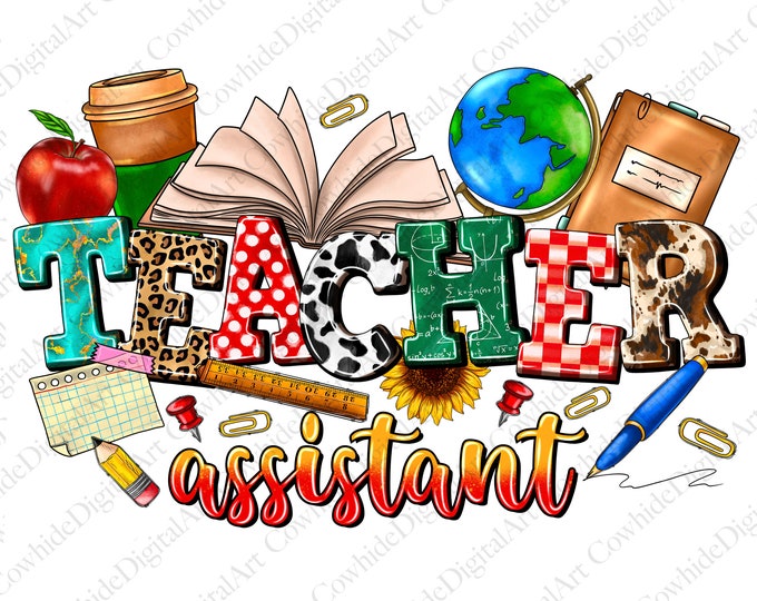Teacher Assistant Png Sublimation Design Download, Teacher's Day Png ...