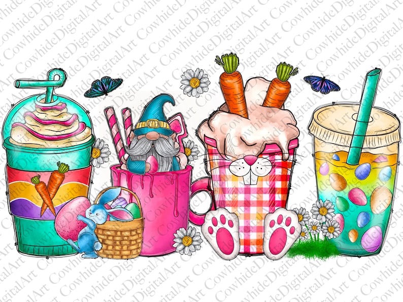 Easter Coffee Cups PNG, Sublimation Design (digital Download) - Etsy
