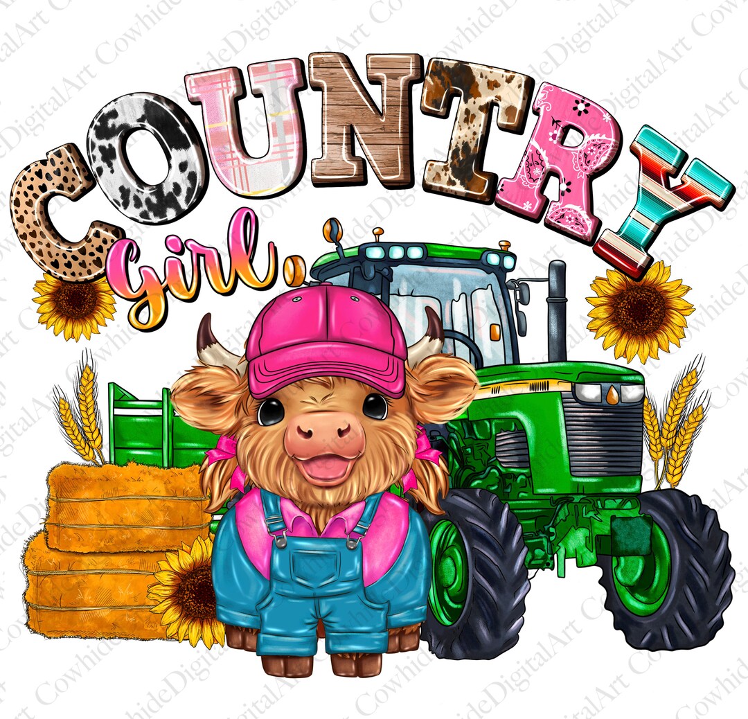 Country Girl Cow Png Sublimation Design Download, Cow Png, Country Png ...