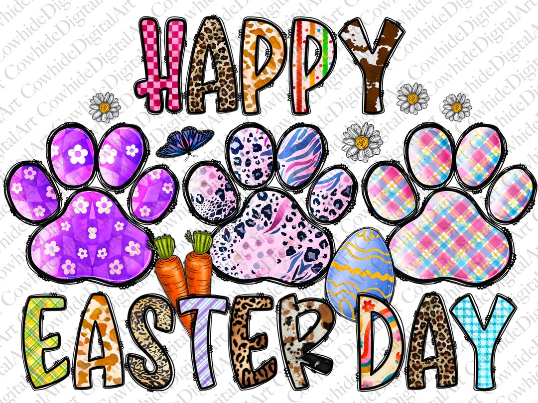 Easter Day Paws, Paw Print Sublimation Design, Easter Day Sublimation ...