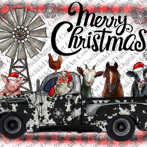 Merry Christmas Farm Animals Png Christmas Animals Digital - Etsy