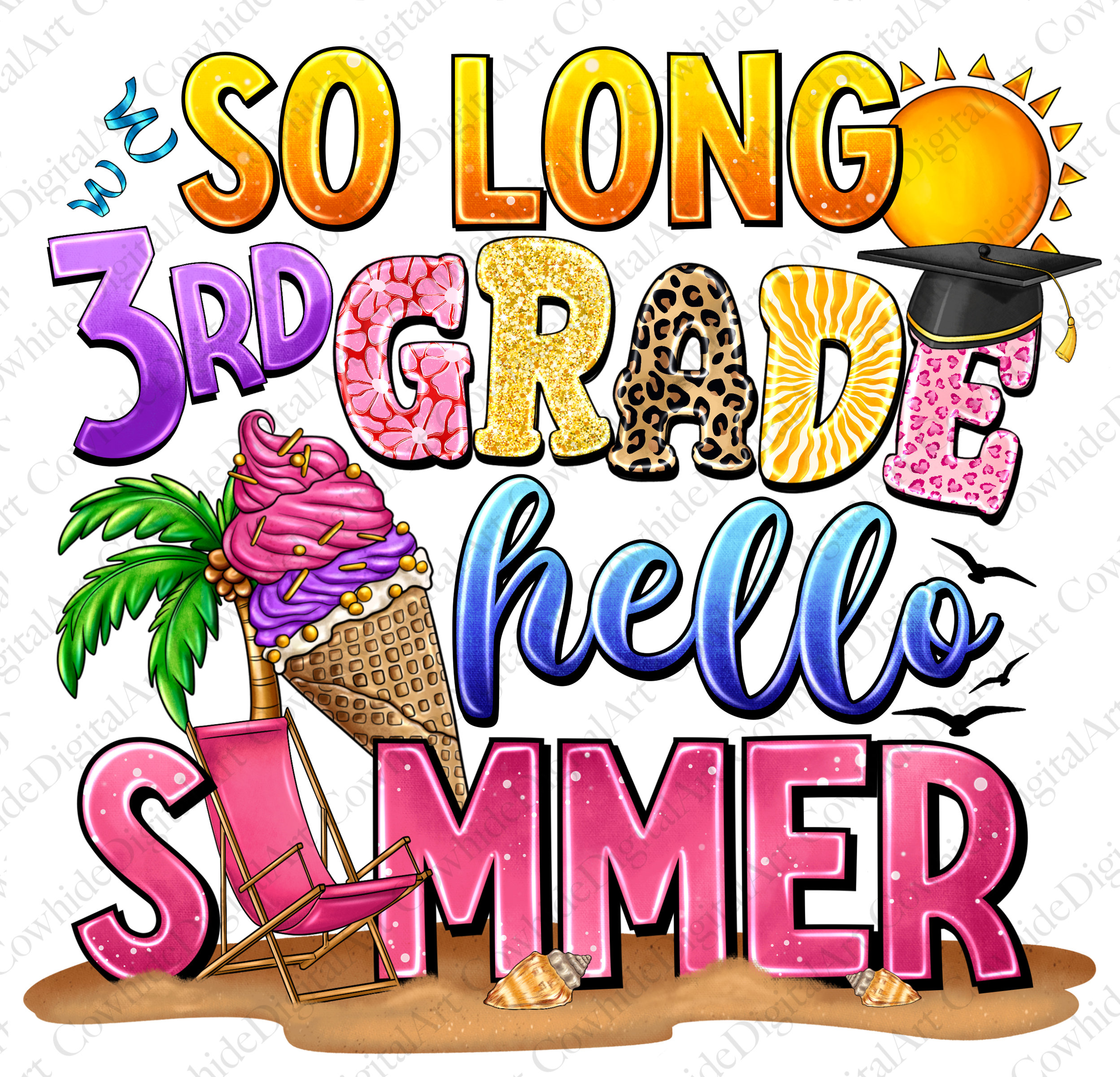 So Long 3rd Grade Hello Summer Png, Girl Last Day of 3rd Grade Png, 3rd ...