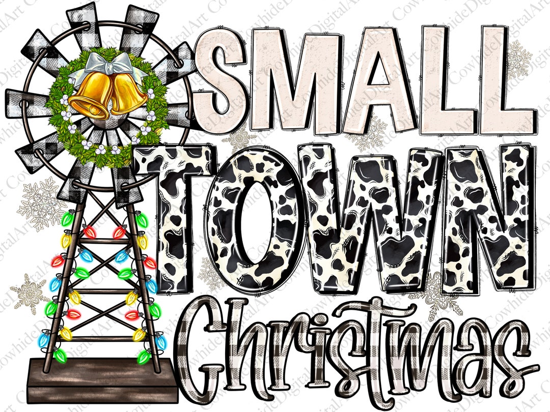 Small Town Christmas, Windmill Png Western Christmas, Buffalo Plaid ...