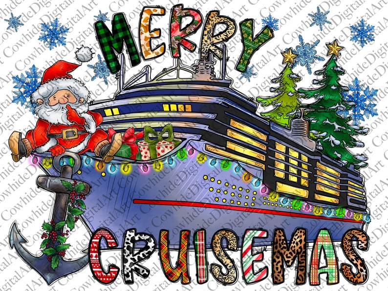 Merry Cruisemas Png Merry Christmas Sailor Png Boat Santa - Etsy