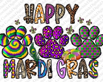 Paw Print Mardi Gras Sublimation - Etsy