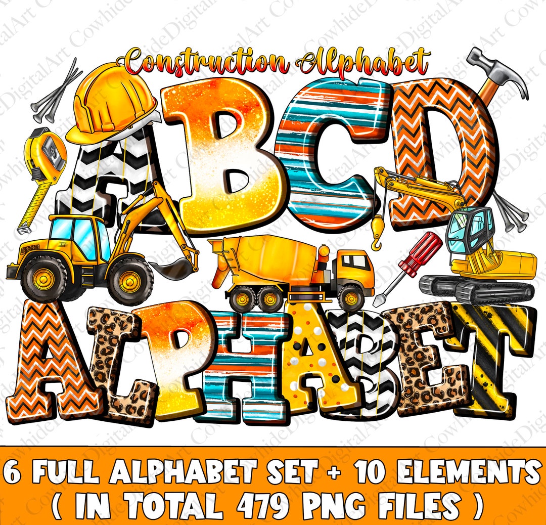 Construction Doodle Alphabet Bundle PNG , Construction PNG Letters ...