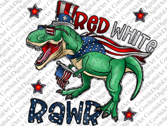 Red White & RAWR Rex Png America Dinosaur Usa Rex Png - Etsy