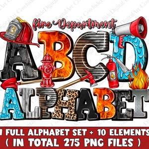 Firefighter Doodle Alphabet Bundle PNG , Firefighter PNG Letters ...
