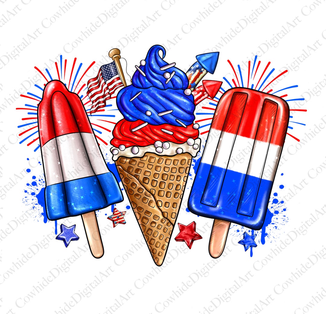 4th of July Ice Creams Png Sublimation Design Download, 4th of July Png ...