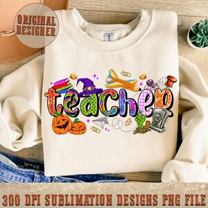 Trendy Halloween Fall PNG, Spooky Teacher Png, Teacher Png Sublimation ...